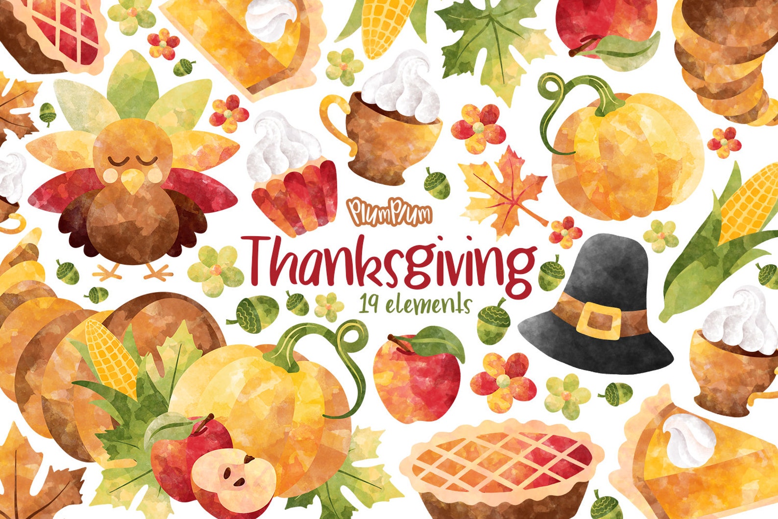 Thanksgiving Watercolor Clipart, Cute Thanksgiving, Thanksgiving Png ...