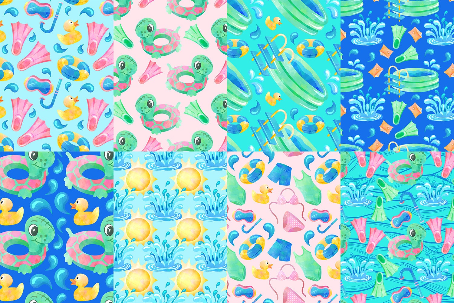 Pool Party Digital Papers, Vacation Graphics, Swimming Patterns ...