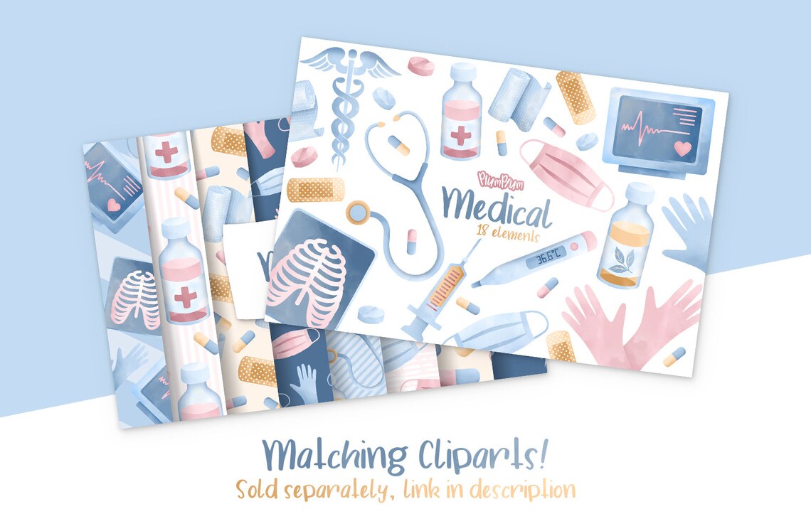 Medical Digital Papers Medical Pattern Healthcare Graphics - Etsy