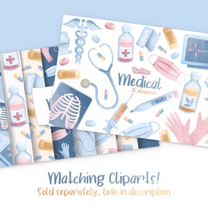 Medical Digital Papers, Medical Pattern, Healthcare Graphics, Seamless ...