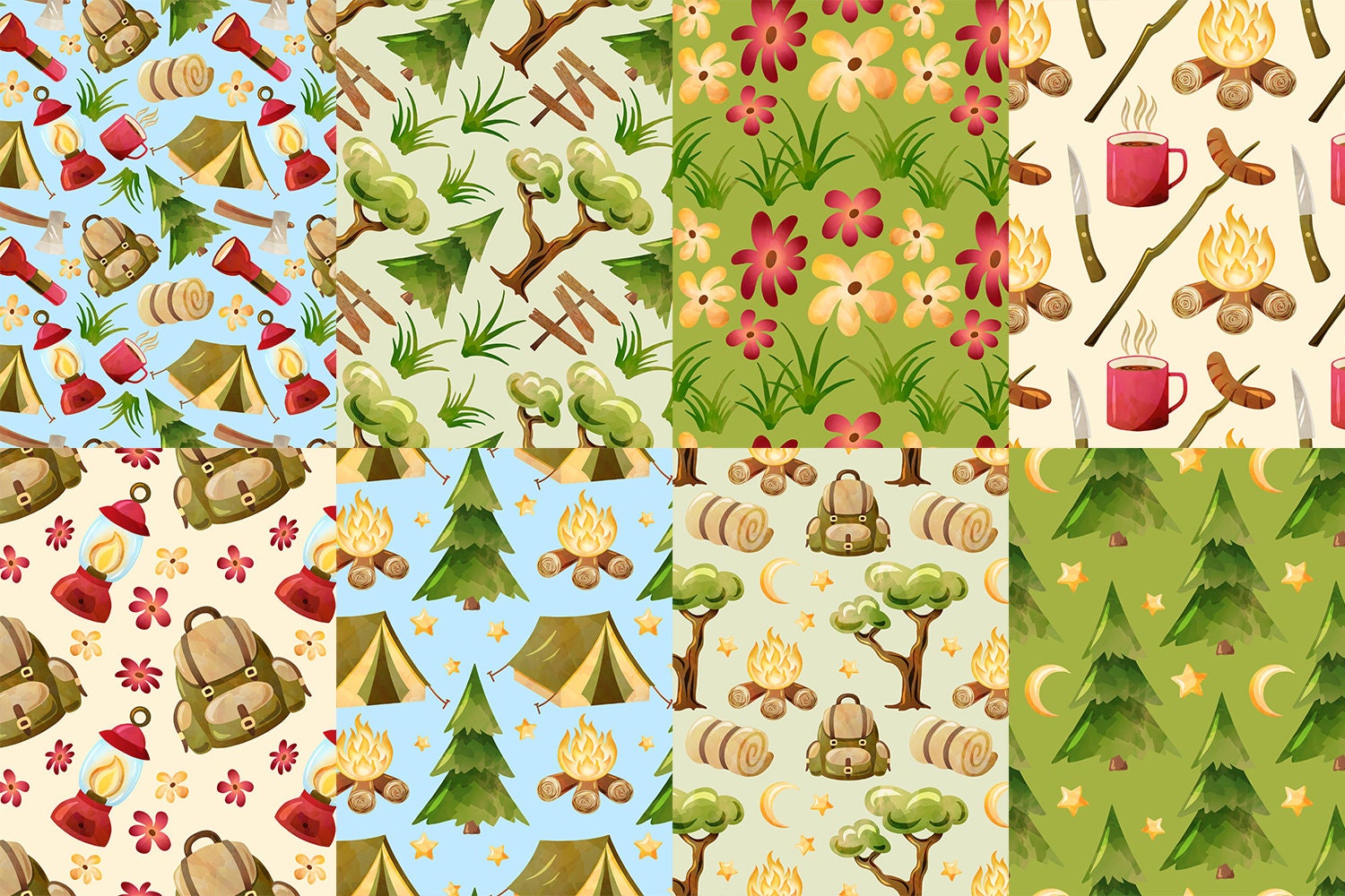 Camping Digital Papers Camping Patterns Camping Background - Etsy