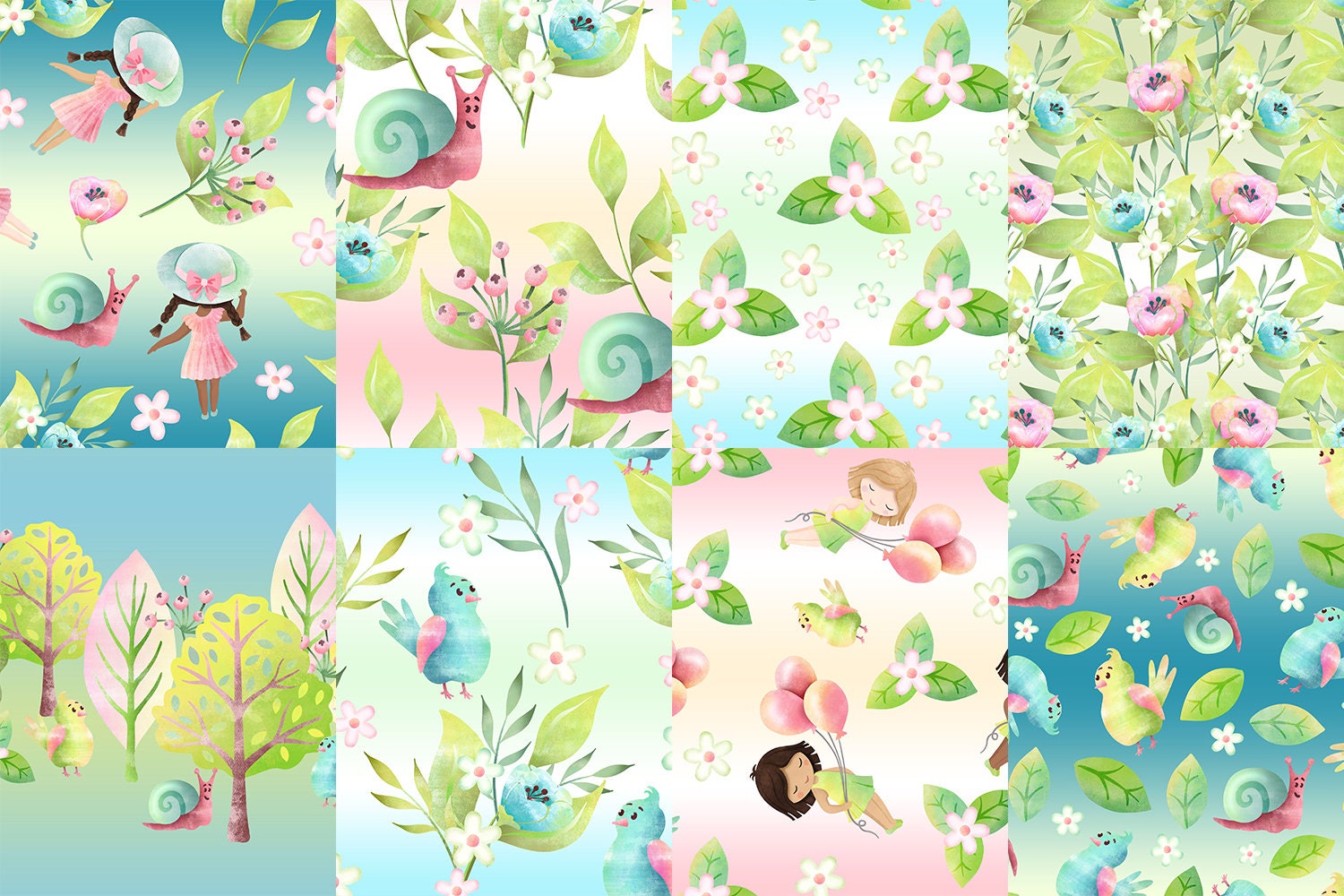 Spring Digital Paper Spring Graphics Spring Patterns - Etsy