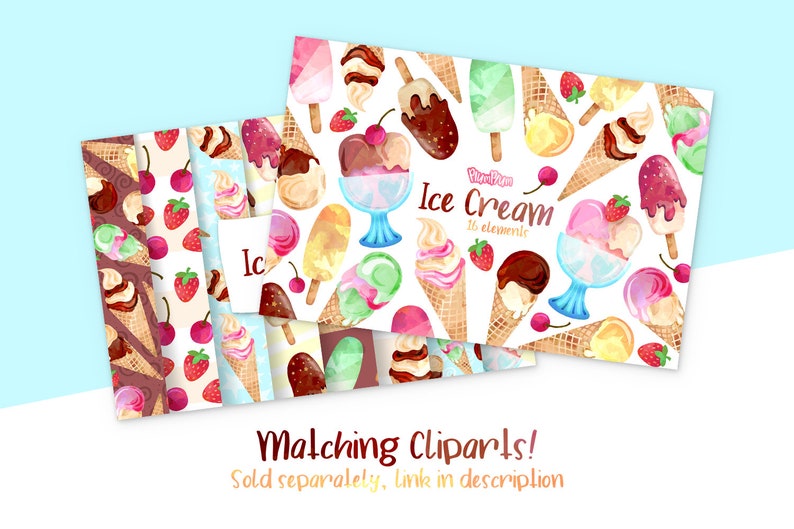 Ice Cream Digital Paper, Ice Cream Pattern, Seamless Pattern, Summer ...