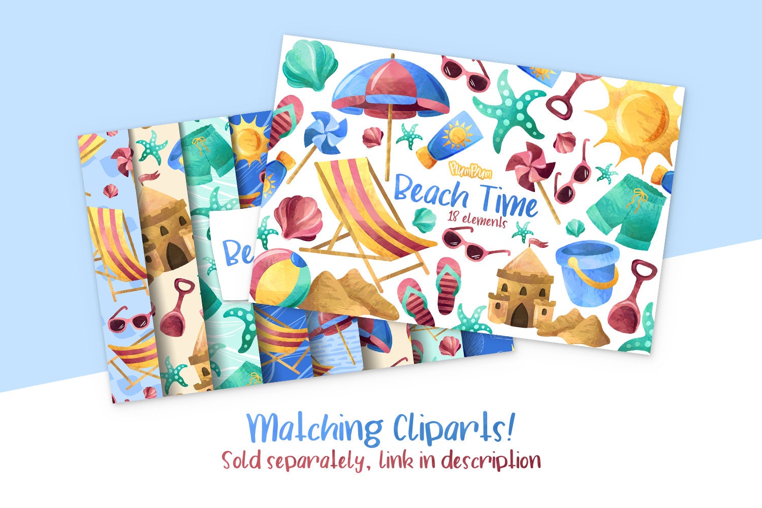 Beach Digital Paper Summer Pattern Summer Graphics Vacation - Etsy