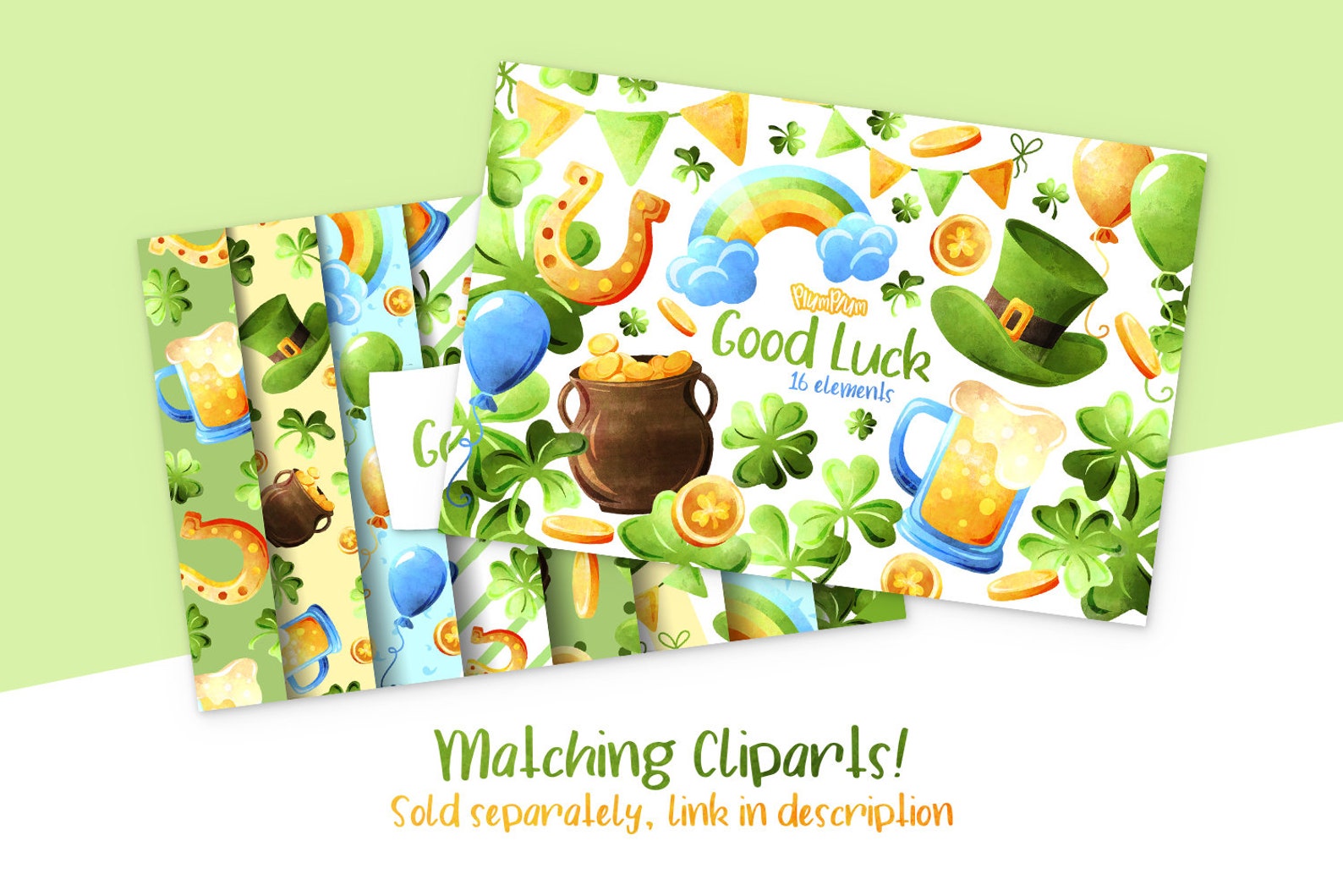 Saint Patricks Day Digital Papers, Shamrock Pattern, Spring Digital ...