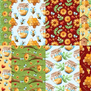 Bees Digital Papers, Bee Patterns, Cute Bees, Honey Pattern, Bee ...
