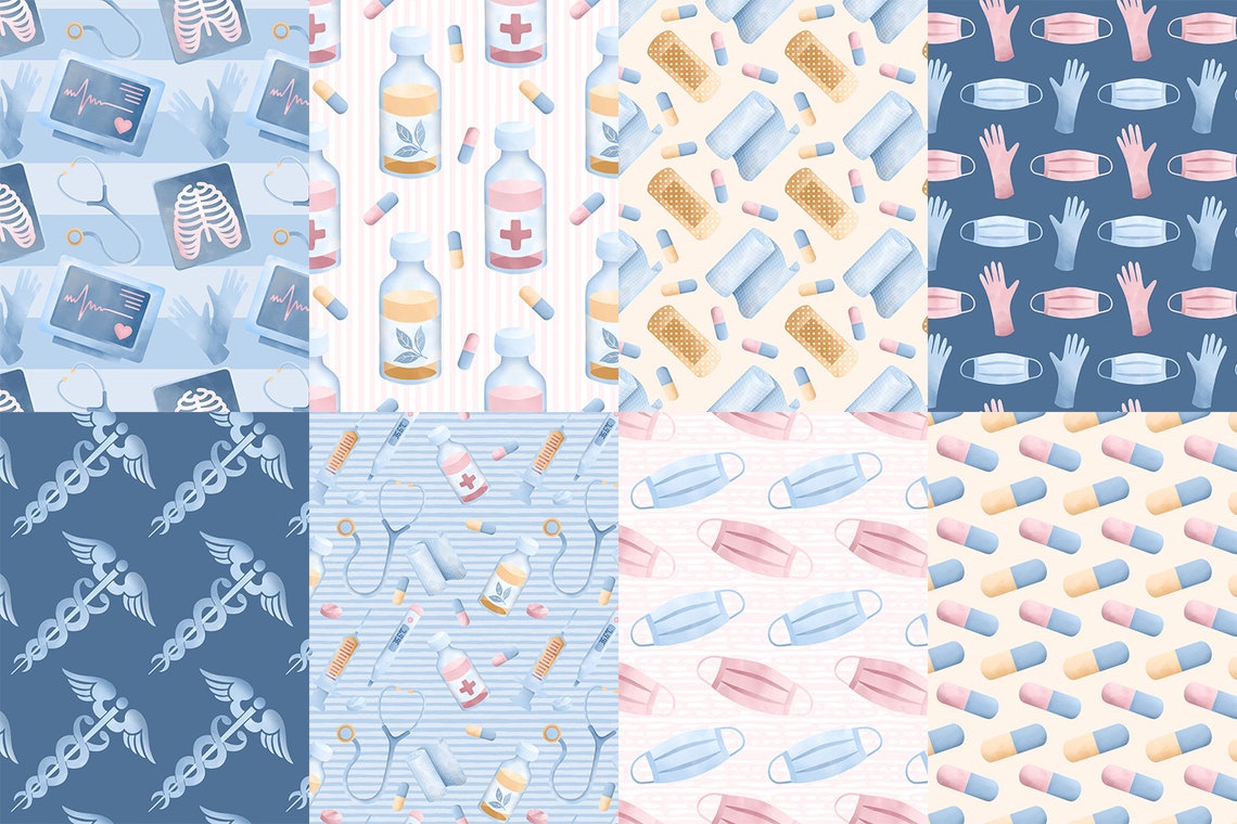 Medical Digital Papers Medical Pattern Healthcare Graphics | Etsy