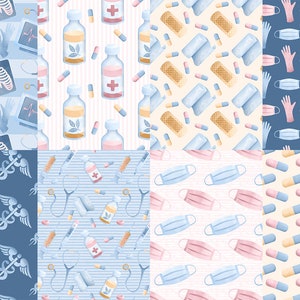 Medical Digital Papers, Medical Pattern, Healthcare Graphics, Seamless ...