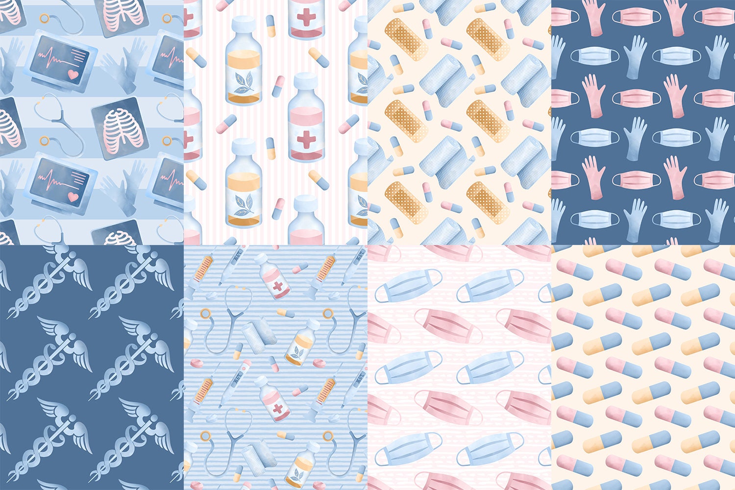 Medical Digital Papers, Medical Pattern, Healthcare Graphics, Seamless ...