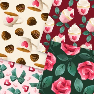 Valentines Digital Papers, Valentines Pattern, Heart Seamless, Seamless ...