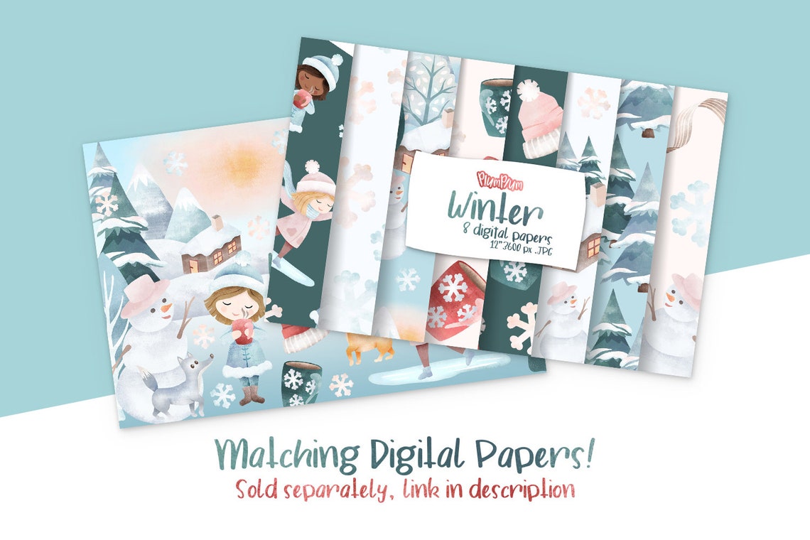 Winter Digital Papers Winter Watercolor Winter Patterns - Etsy