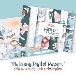 Winter Digital Papers, Winter Watercolor, Winter Patterns, Winter Girl ...