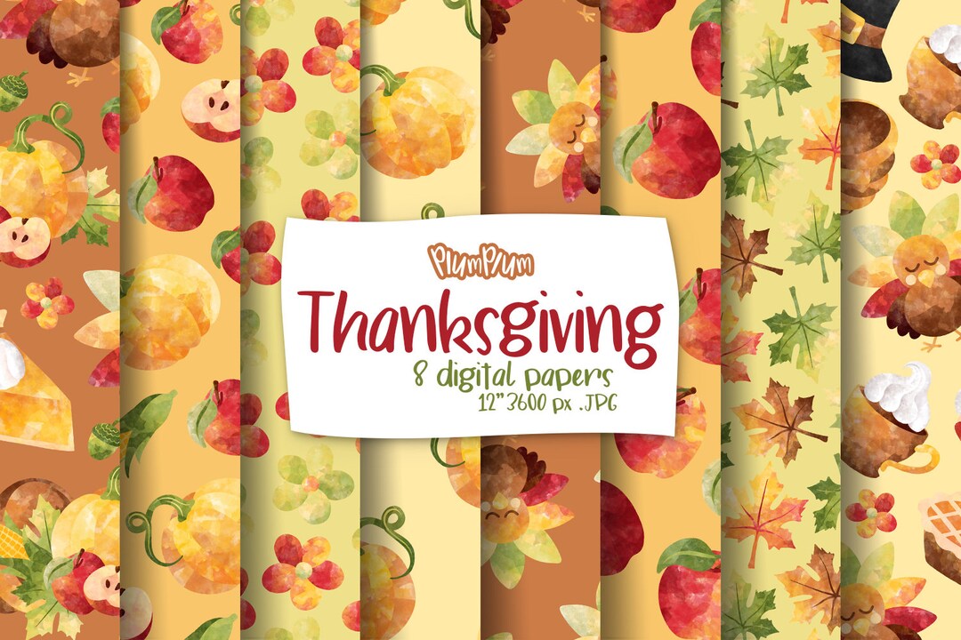 Thanksgiving Digital Paper, Thanksgiving Pattern, Digital Background ...