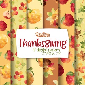 Thanksgiving Digital Paper, Thanksgiving Pattern, Digital Background ...
