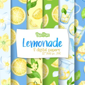 Lemonade Digital Paper, Lemon Pattern, Citrus Pattern, Digital ...