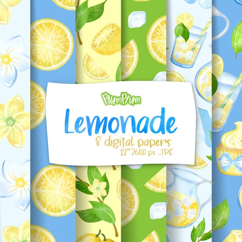 Lemonade Digital Paper Lemon Pattern Citrus Pattern Digital - Etsy