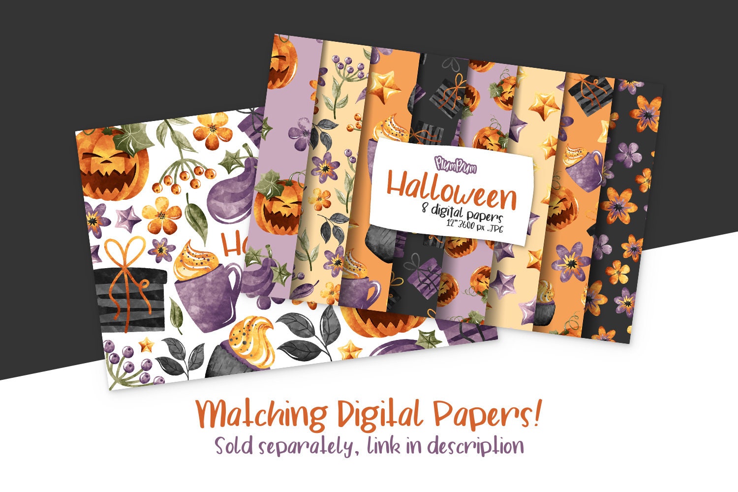 Halloween Watercolor Cliparts Halloween Elements Halloween | Etsy