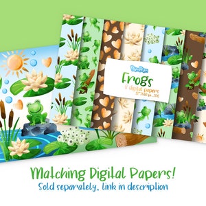 Frog Clipart, Amphibian Clipart, Watercolor Summer Clipart, Frog Pond ...