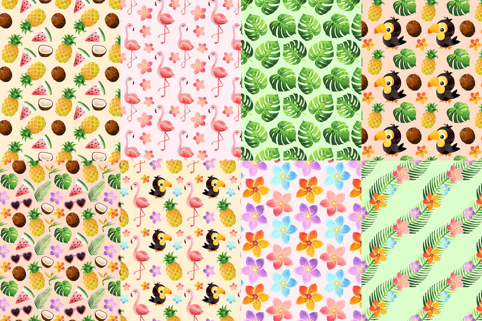 Tropical Digital Papers, Exotic Digital, Flamingo Digital, Toucan ...