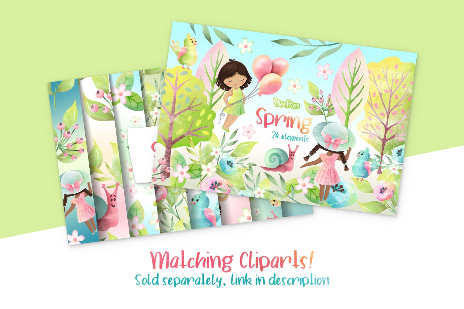 Spring Digital Paper Spring Graphics Spring Patterns - Etsy