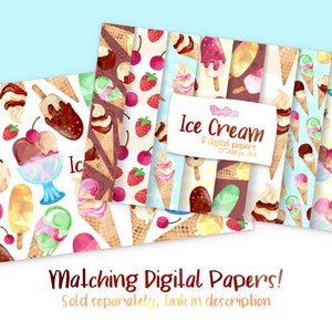 Ice Cream Clipart, Watercolor Clipart, Summer Clipart, Summer ...