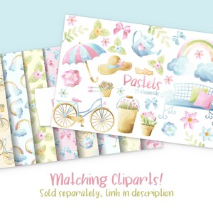 Pastel Digital Paper, Spring Pattern, Seamless Pattern, Spring Graphics ...