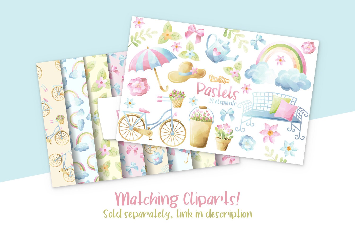 Pastel Digital Paper, Spring Pattern, Seamless Pattern, Spring Graphics ...