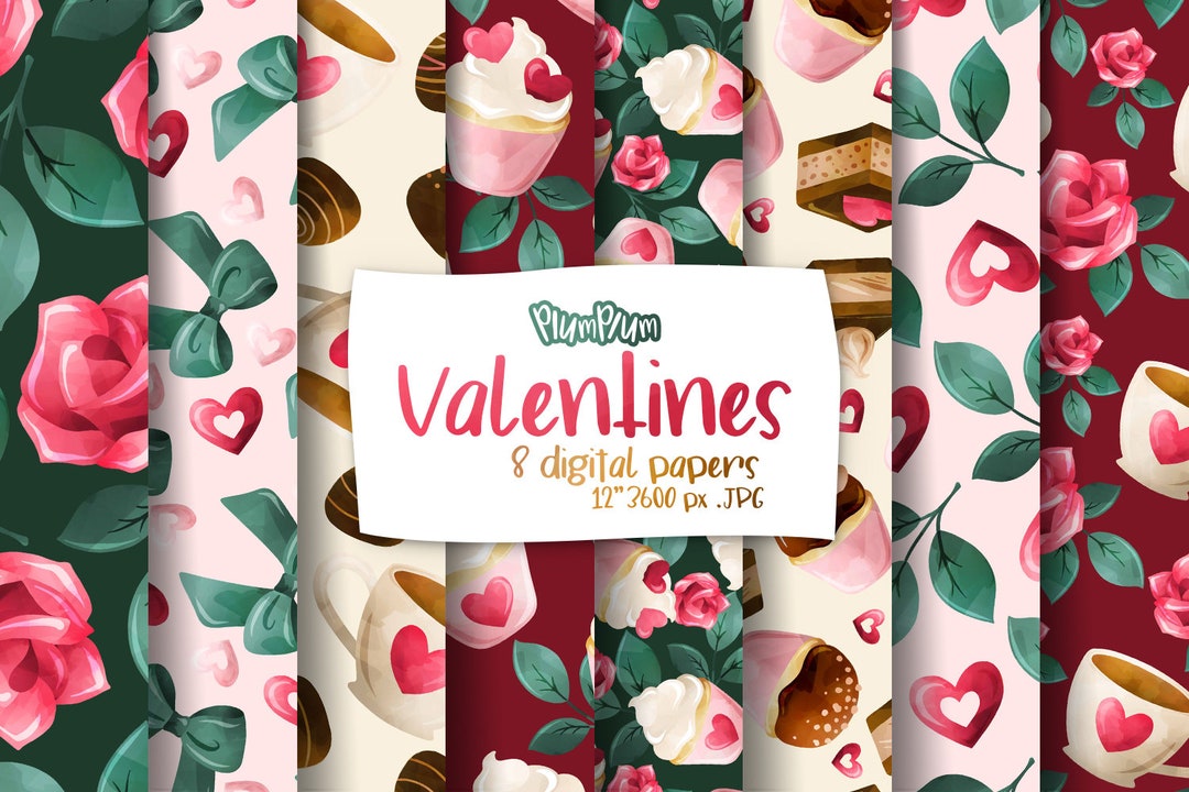 Valentines Digital Papers, Valentines Pattern, Heart Seamless, Seamless ...