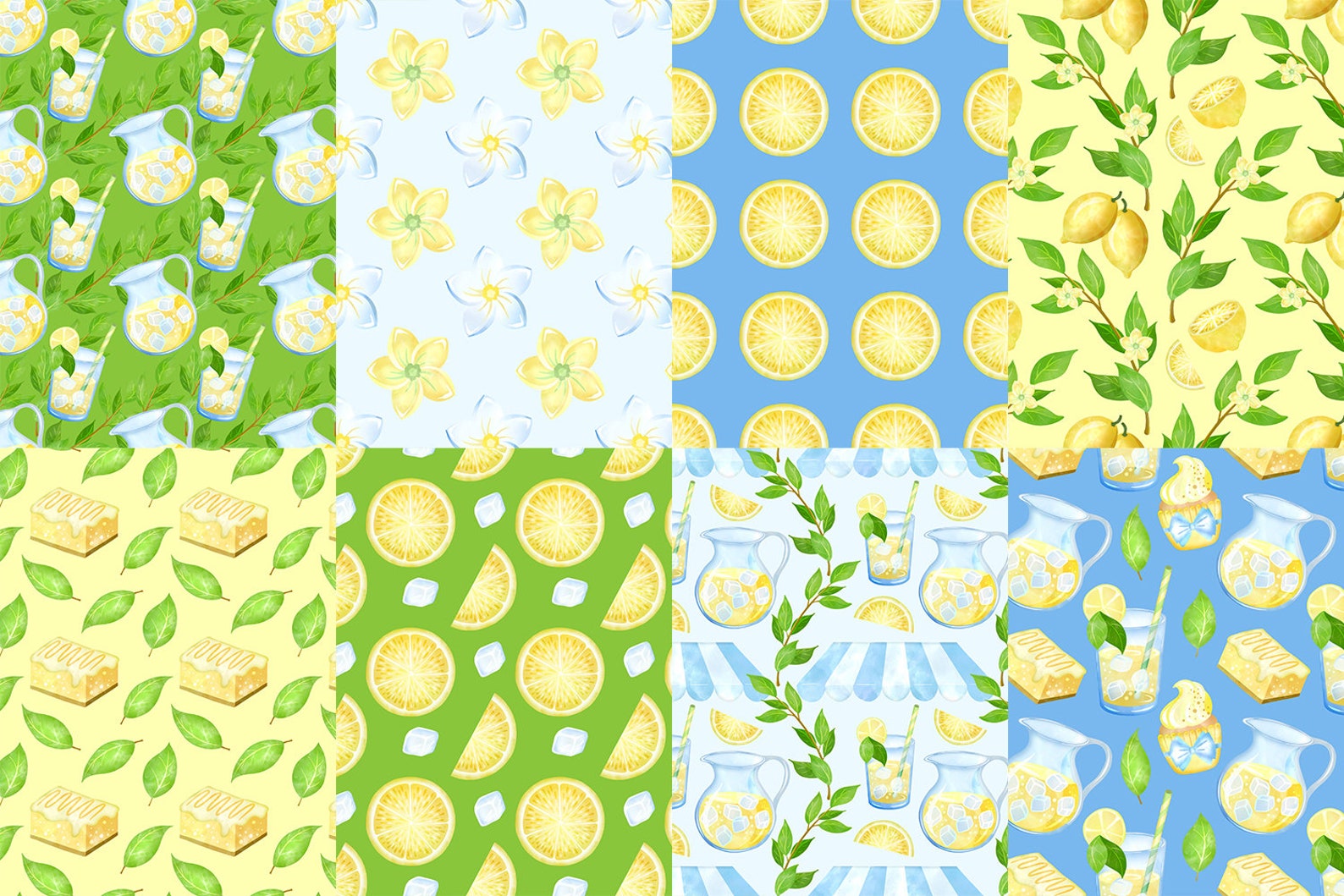 Lemonade Digital Paper, Lemon Pattern, Citrus Pattern, Digital ...
