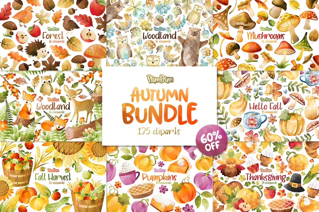 Autumn Clipart Bundle, Autumn Clipart Set, Fall Clipart, Fall ...