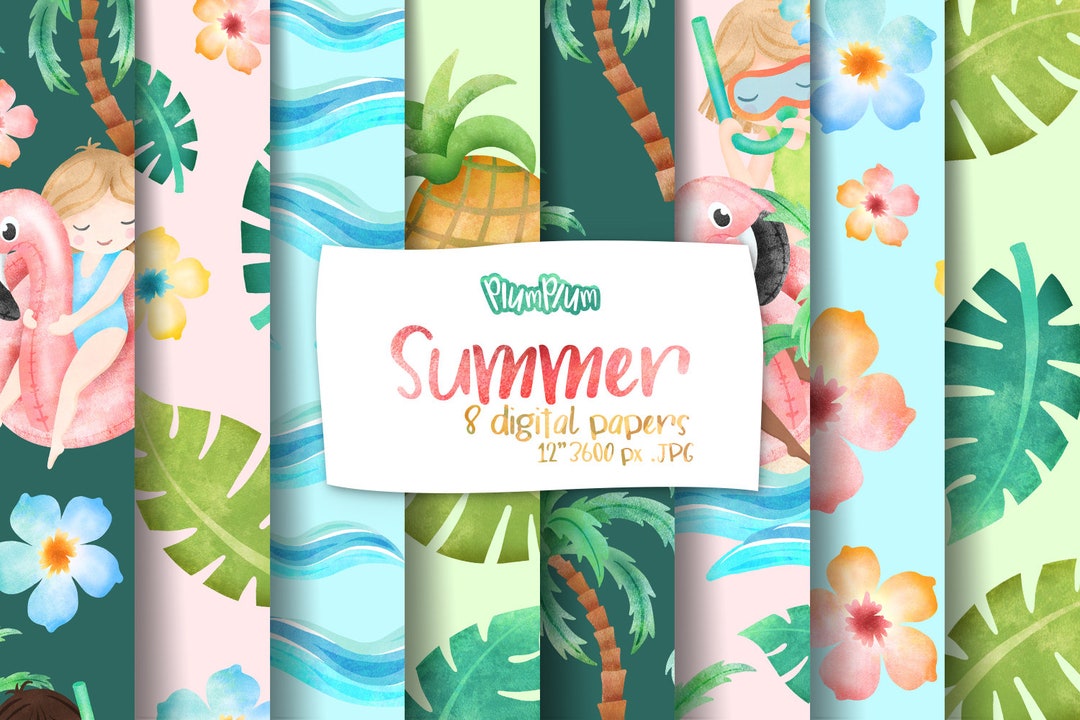 Summer Digital Papers, Summer Patterns, Seamless Patterns, Digital ...