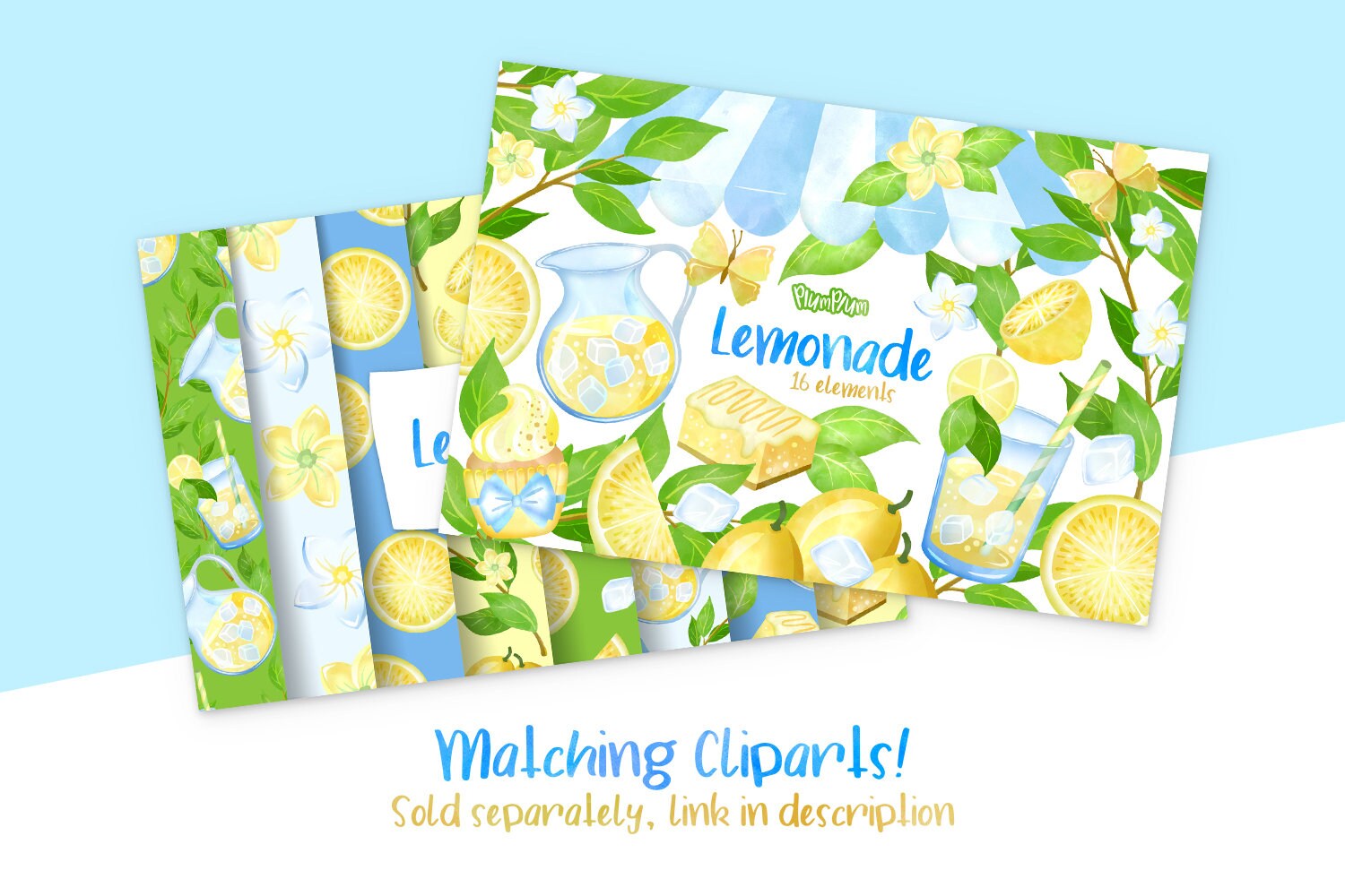 Lemonade Digital Paper, Lemon Pattern, Citrus Pattern, Digital ...