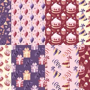 Birthday Digital Paper, Birthday Patterns, Party Digital, Birthday ...