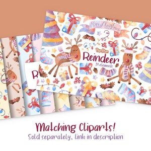 Reindeer Digital Papers, Christmas Patterns, Digital Background ...