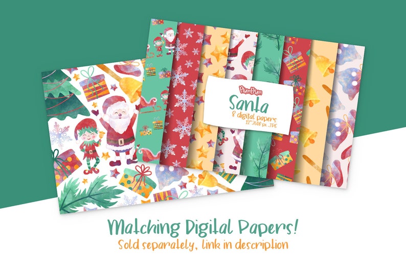 Santa Watercolor Cliparts, Christmas Clipart, Cute Santa, Christmas ...