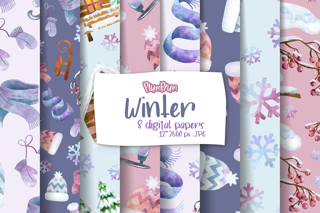 Winter Digital Papers, Christmas Digital, Winter Patterns, Xmas ...