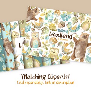 Woodland Digital Papers, Cute Animals, Surface Patterns, Fall Digital ...
