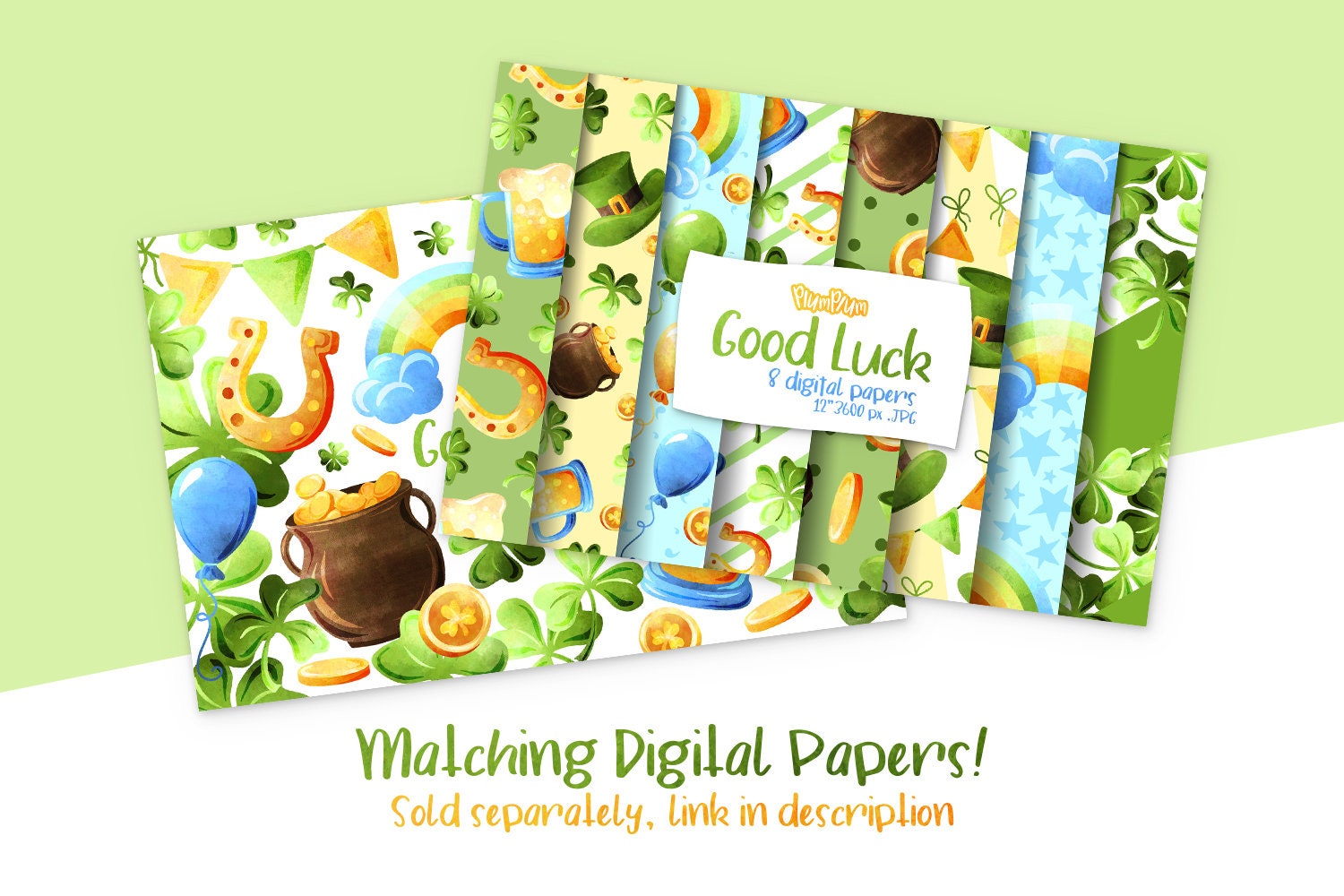 Saint Patricks Day Clipart, Shamrock Clipart, Spring Graphics, Rainbow ...