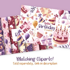 Birthday Digital Paper, Birthday Patterns, Party Digital, Birthday ...