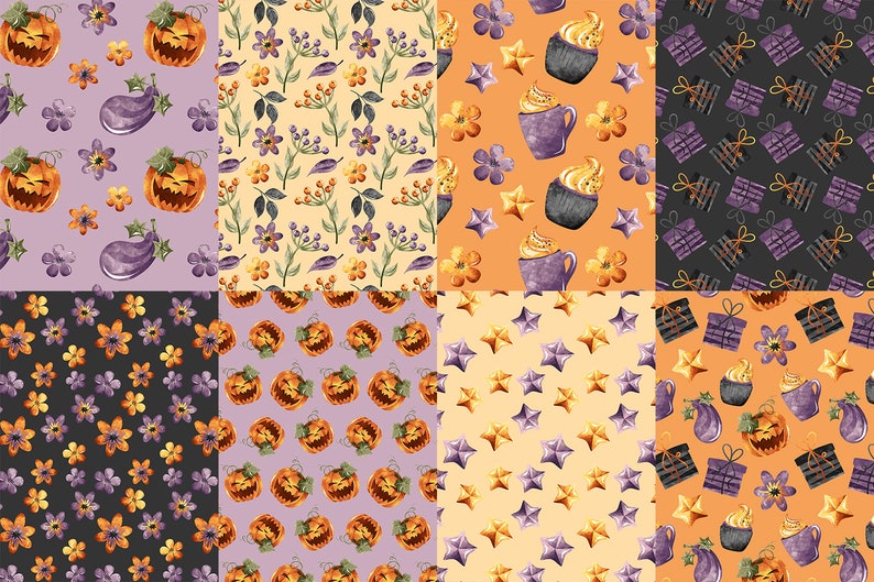 Halloween Digital Paper, Halloween Patterns, Halloween Seamless ...