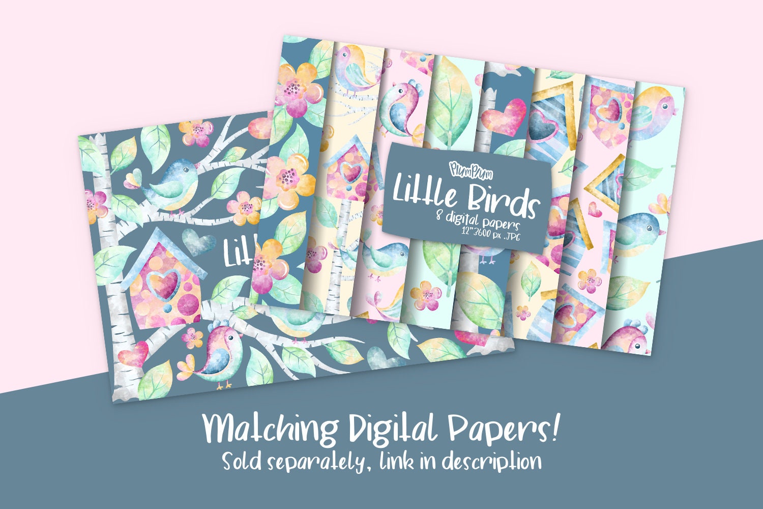 Cute Birds Watercolor Cliparts, Watercolor Birds, Cute Animals, Kids ...