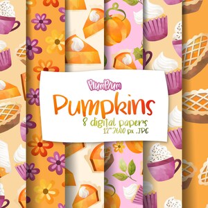 Pumpkins Digital Papers, Pumpkin Patterns, Autumn Seamless, Fall ...