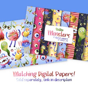Monsters Clipart, Watercolor Monsters, Watercolor Clipart, Monsters ...