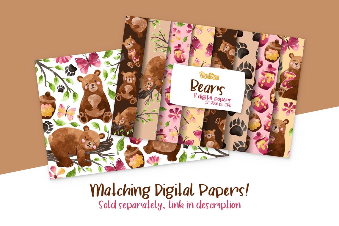 Bears Watercolor Clipart, Cute Bears, Cute Animals, Spring Clipart ...