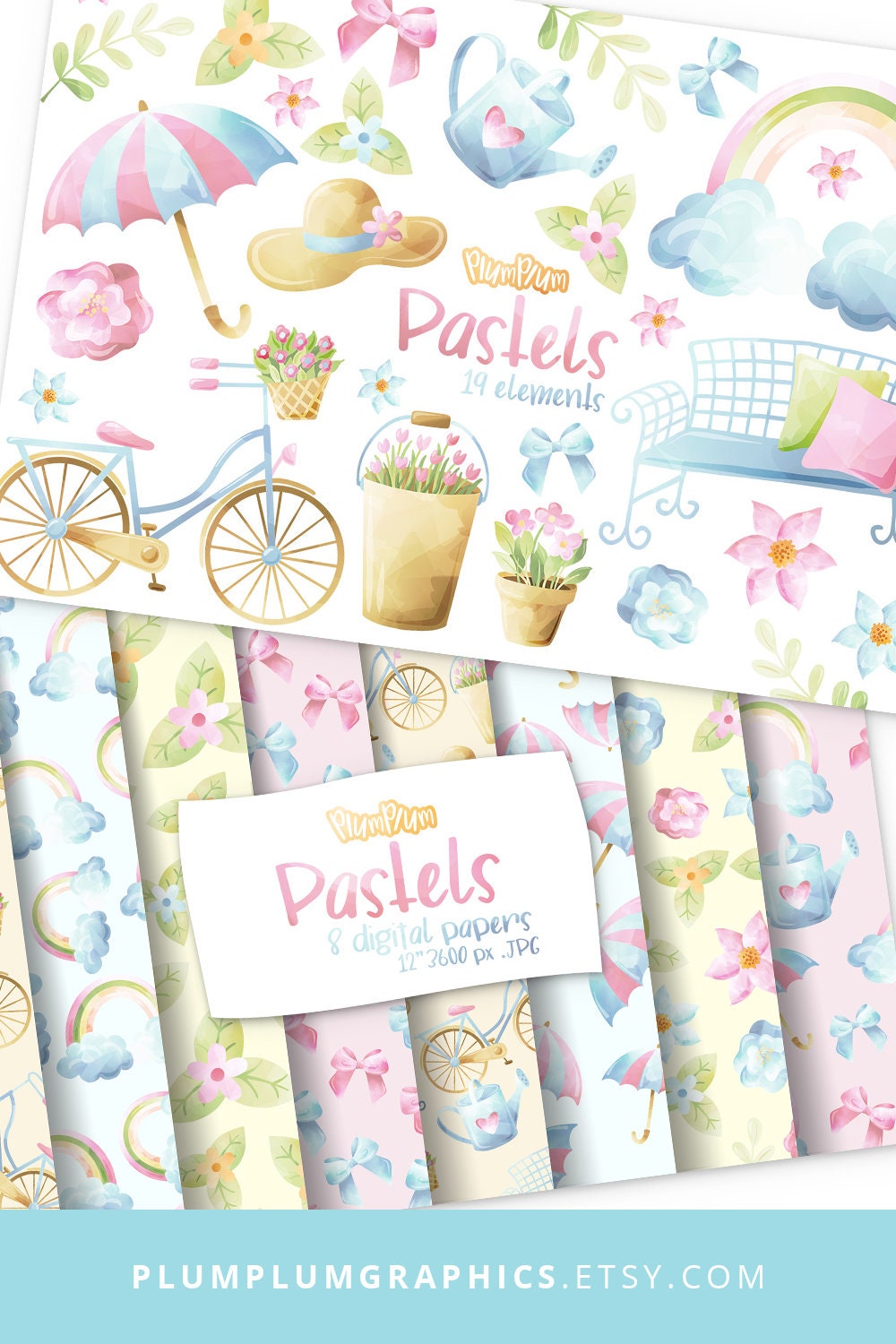 Pastel Digital Paper, Spring Pattern, Seamless Pattern, Spring Graphics ...