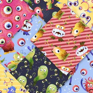 Monsters Digital Papers, Monsters Pattern, Monsters Graphics, Monster ...
