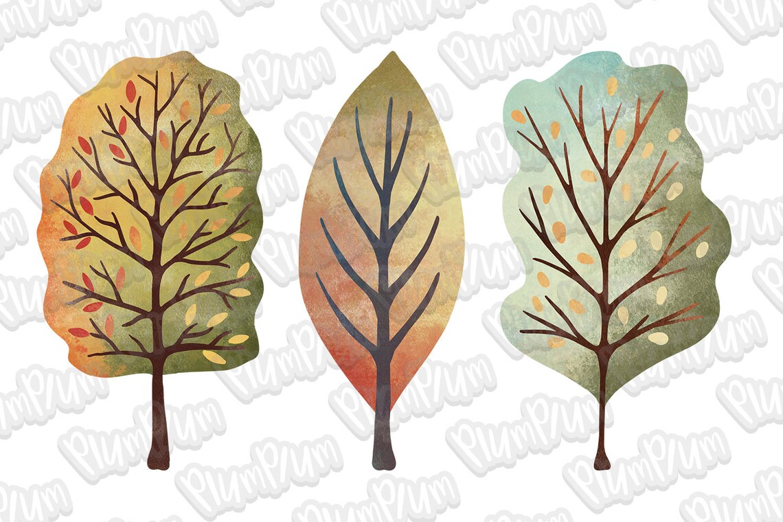 Autumn Watercolor Cliparts, Fall Clipart Set, Hand Drawn Clipart, Cute ...