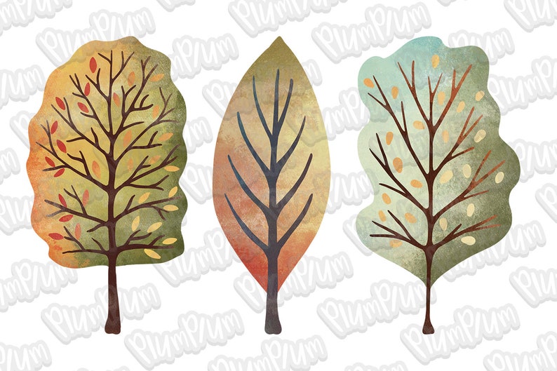 Autumn Watercolor Cliparts, Fall Clipart Set, Hand Drawn Clipart, Cute ...