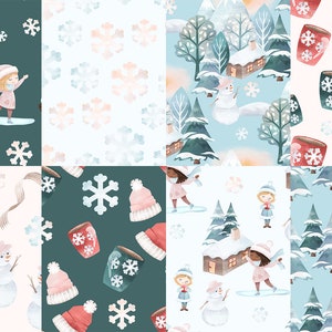 Winter Digital Papers, Winter Watercolor, Winter Patterns, Winter Girl ...
