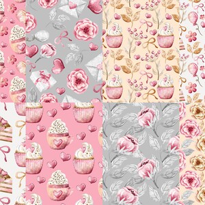 Valentines Digital Papers, Watercolor Patterns, Valentines Patterns ...
